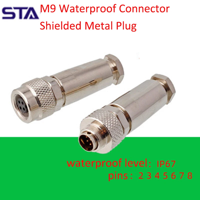 M9 ip67 à prova dip67 água aeroespacial metal macho plug e fêmea plugue 2 3 4 5 6 7 8 pinos ...