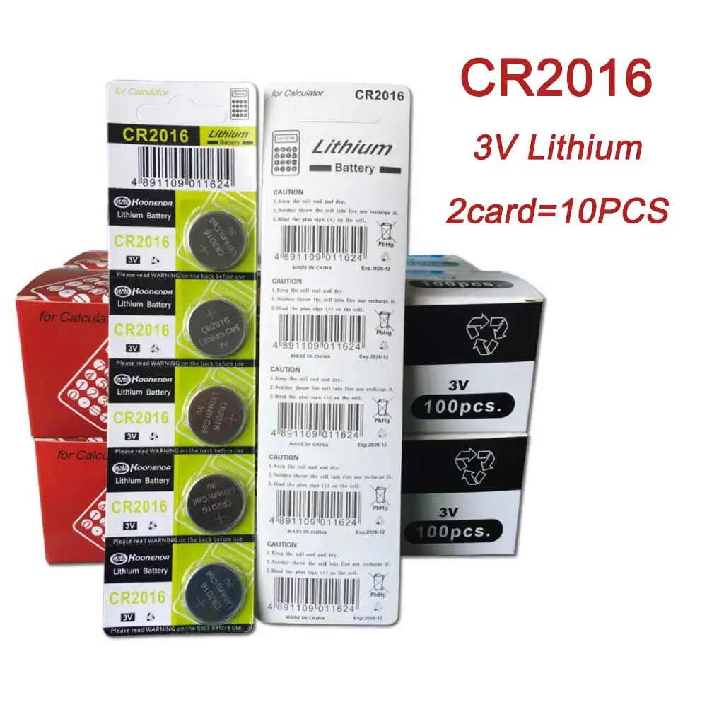 10PCS-2Card-3V-CR2016-Button-Batteries-LM2016-BR2016-DL2016-Cell-Coin ...