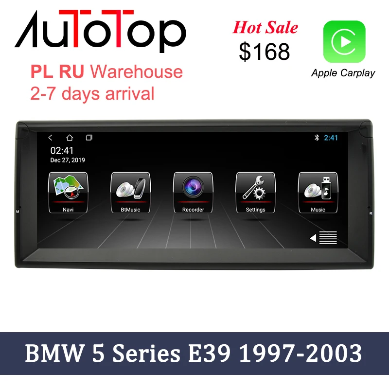 AUTOTOP 10.25 "Jogador Multimídia Do Carro Android 10 Carplay Para BMW 5 E39 1995 2003 2 Din ...