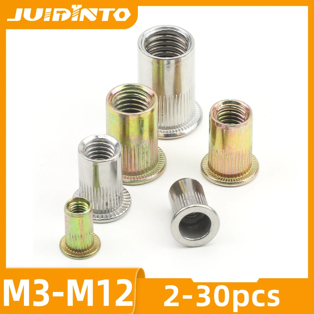 JUIDINTO 2-30pcs Blind Rivet Nut Stainless Steel Rivnut M3 M4 M5 M6 M8 M10 M12 Zinc Plated ...