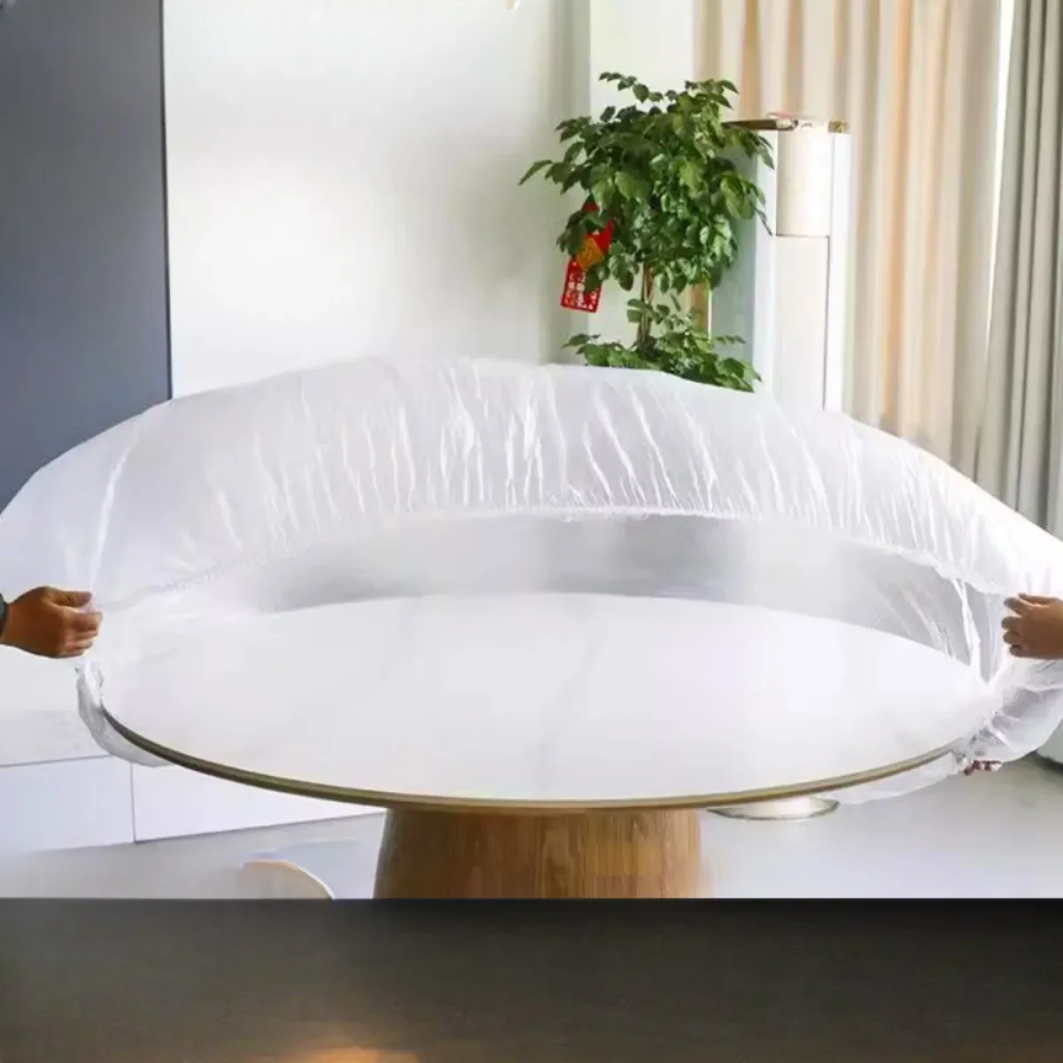 Round-Waterproof-Cover-Oil-Resistant-Dining-Table-Mat-Disposable-Table ...