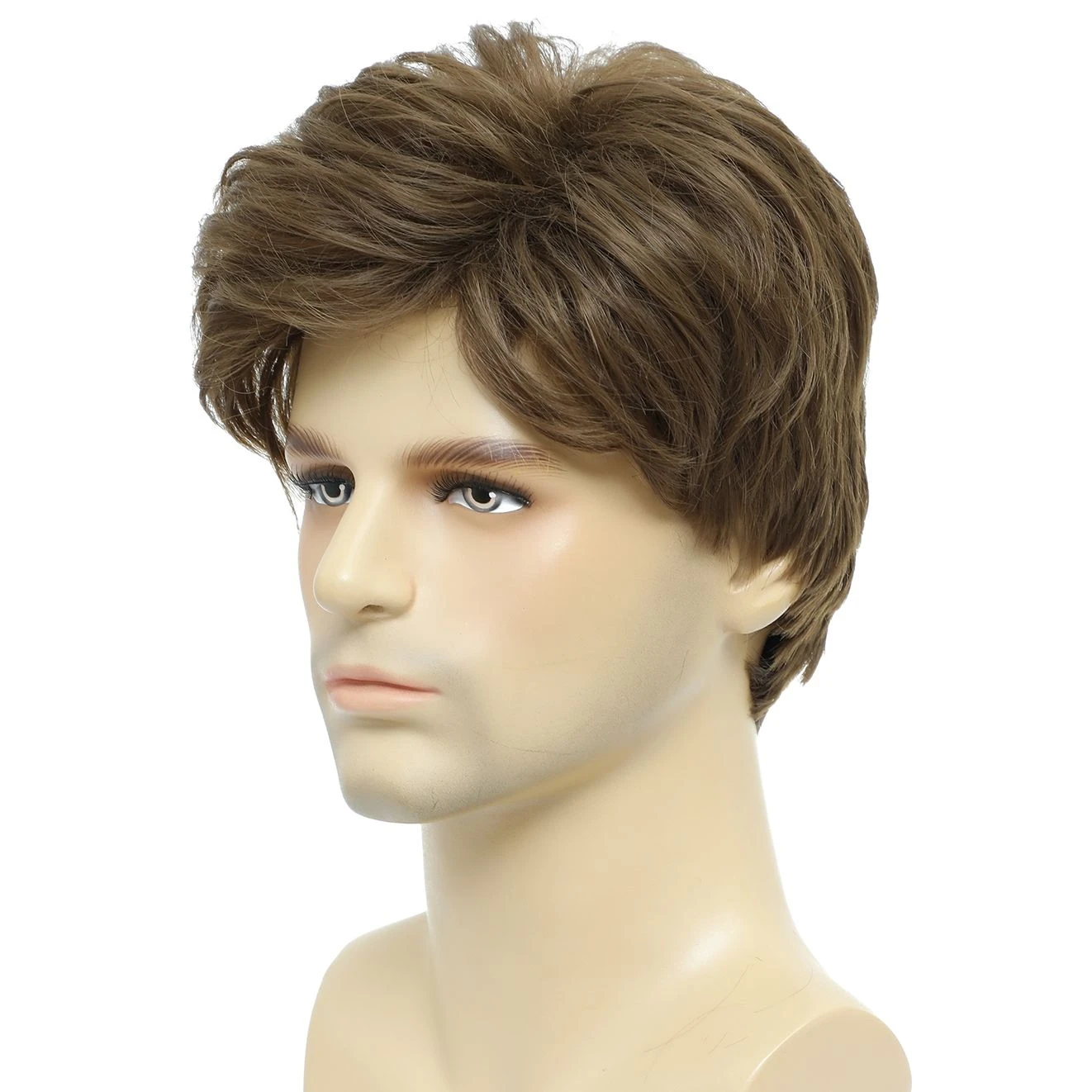 BCHR Mens Wigs Short Brown Wig Men Natural Fluffy Cosplay Costume ...