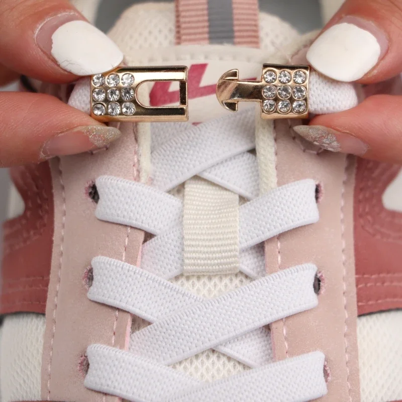 Elastic-Laces-Sneakers-Diamond-Cross-Locks-Shoelaces-Without-ties-Kids ...