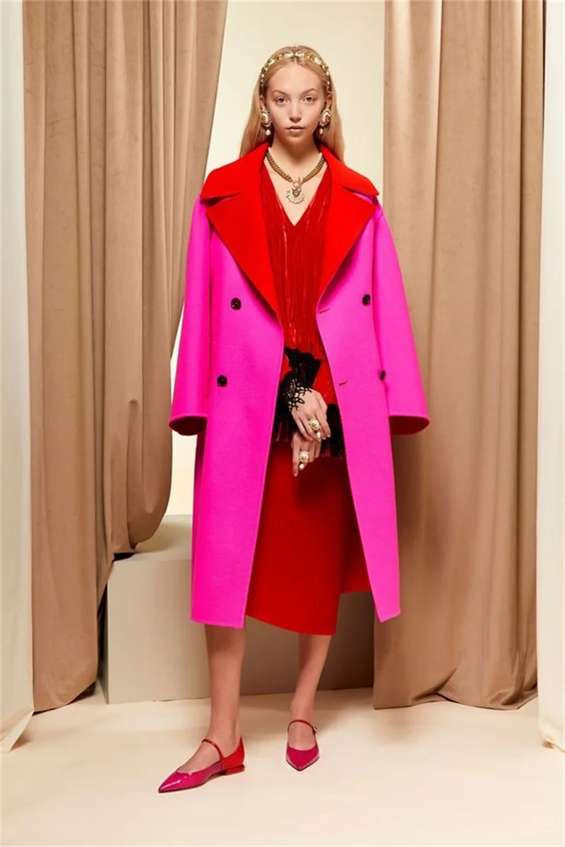 Cashmere-Women-Suits-Blazer-Overcoat-Woolen-Winter-Long-Jacket-Red-And ...