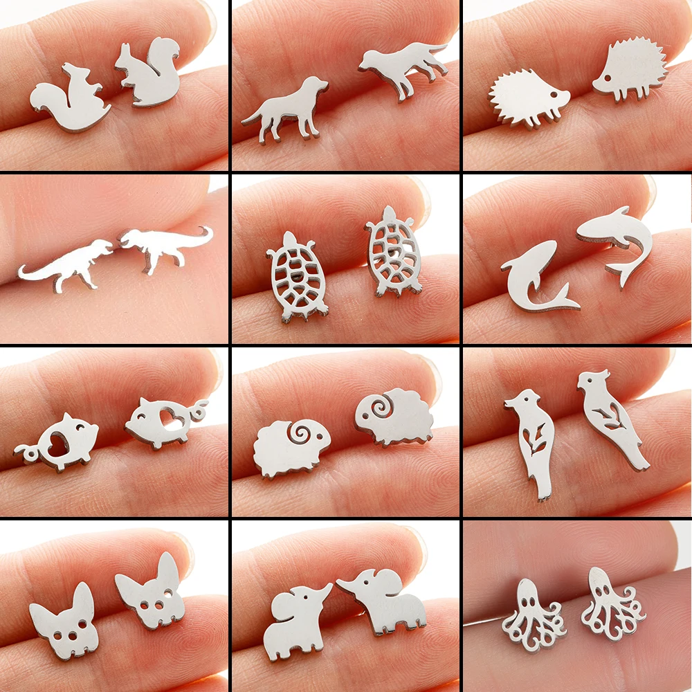 5Pair-Lot-Stainless-Steel-Animal-Sheep-Stud-Earrings-For-Women-Girls ...