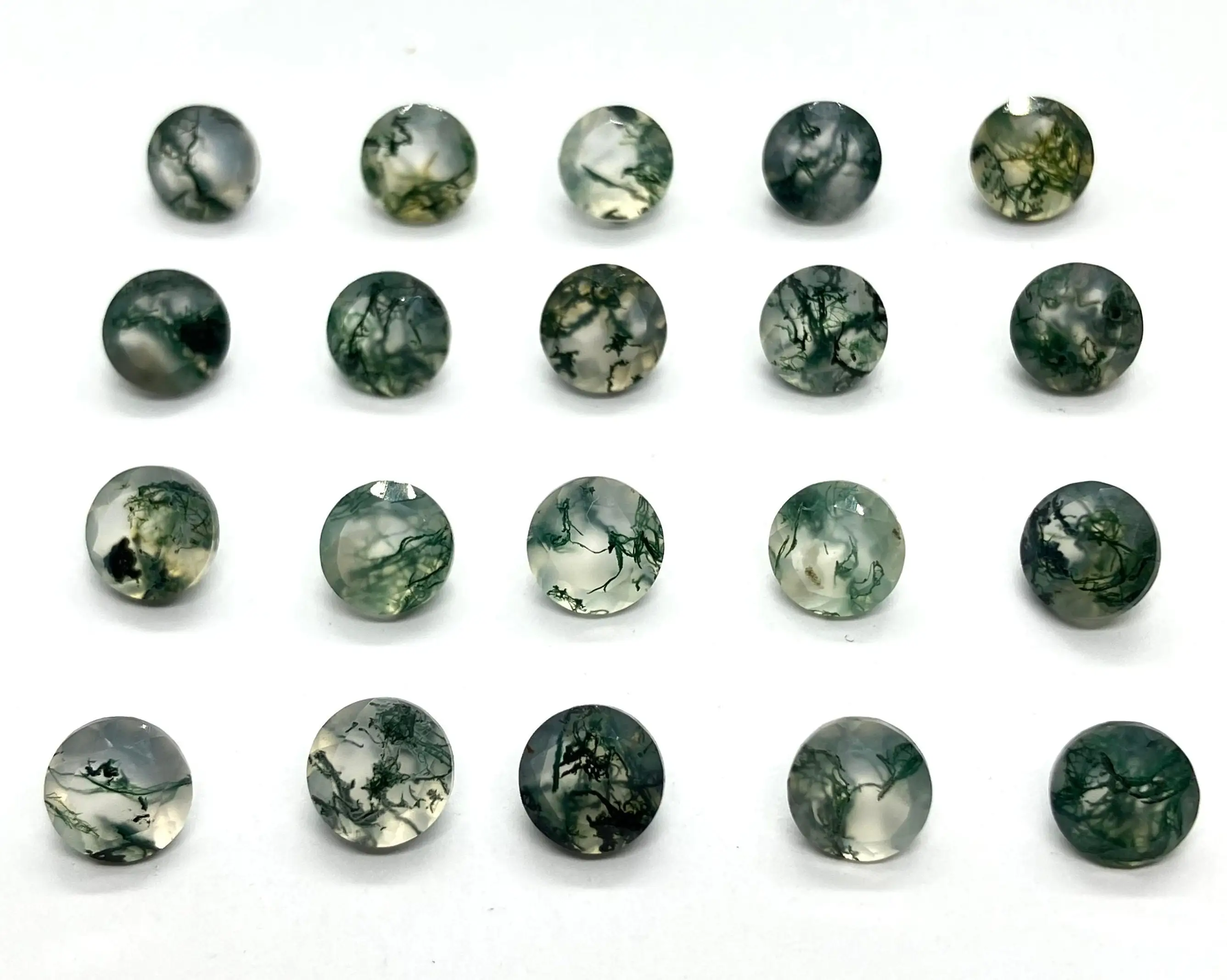 Moss Agate Round Cut Faceted 100% Natural Green Tree Moss Agate Loose ...
