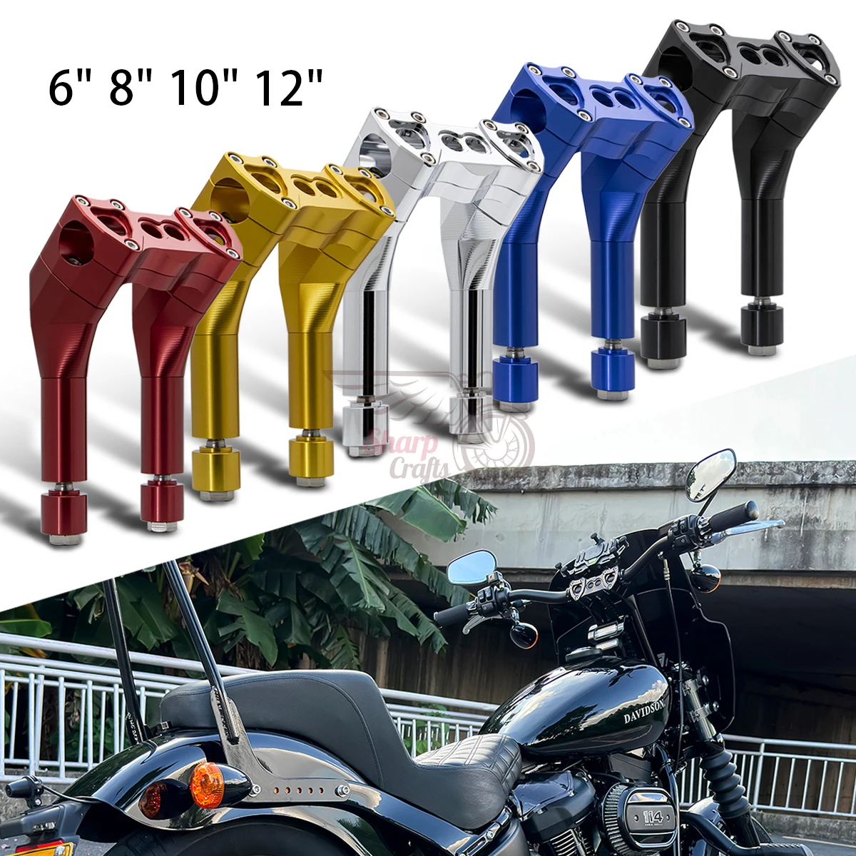 Motorcycle-DS-1-1-8-Handlebar-T-Bar-Pullback-Risers-6-12-For-Harley ...