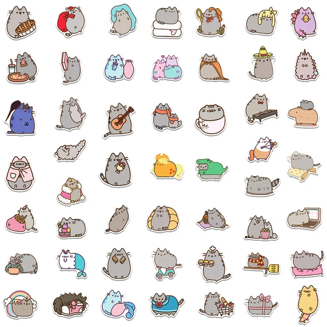 50 Pack Cute Cat Stickers 50 Cute Fat Grumpy Anime Cat Stickers - Fun ...