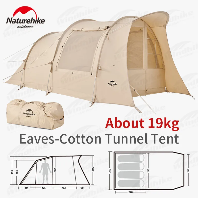 Naturehike-EAVES-Tunnel-Tent-Double-Layer-Loop-Cotton-Tent-4-People ...