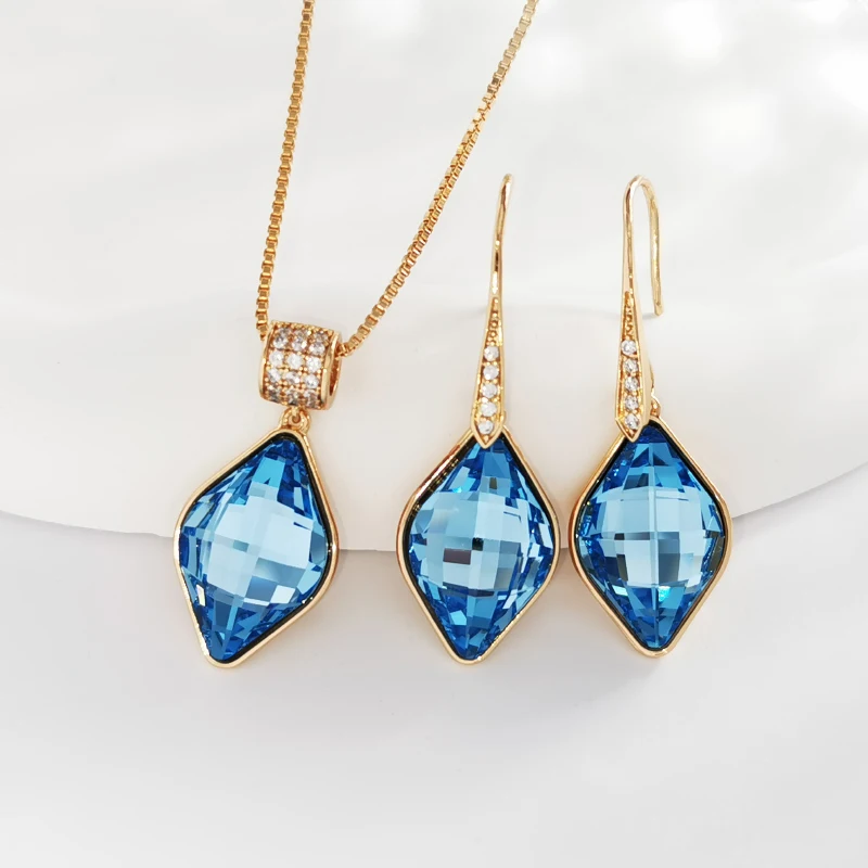 Trending-Gold-Color-Jewelry-Set-for-Girl-Party-Wedding-Women-Geometric ...