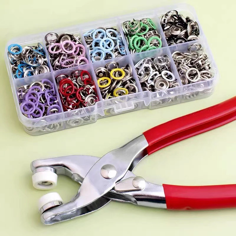Plier Tool+50/100 Set Metal Sewing Buttons Hollow Solid Five-claw ...