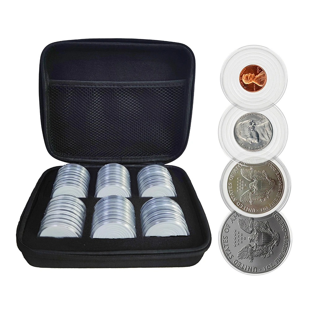 48pcs 46mm Transparent Capsule With Foam Gaskets And Storage Organizer ...