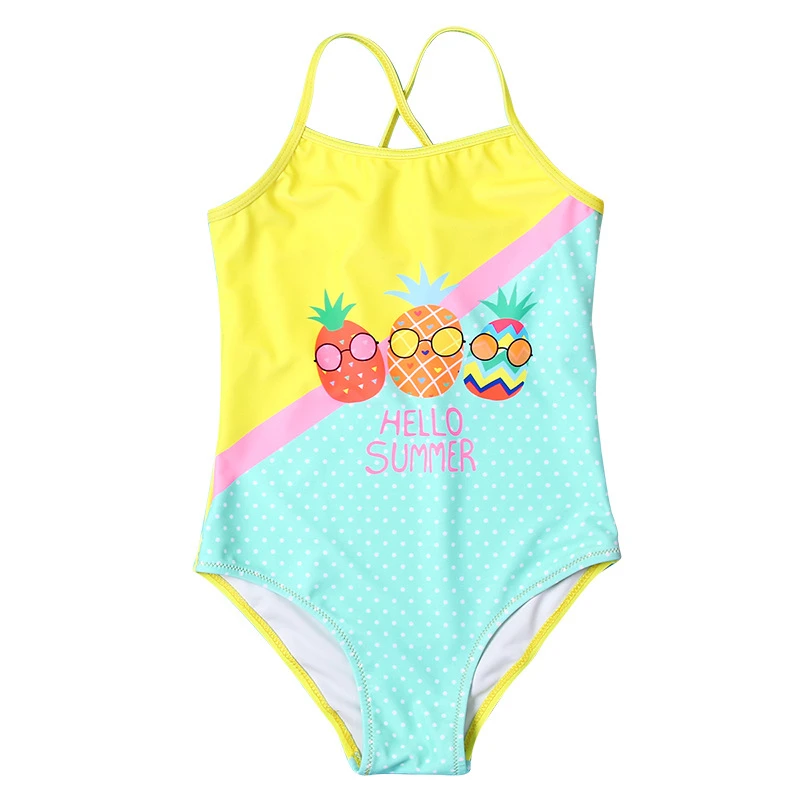 Contrast-Color-Print-Girls-Kids-Swimsuit-Swimwear-For-Child-Summer ...