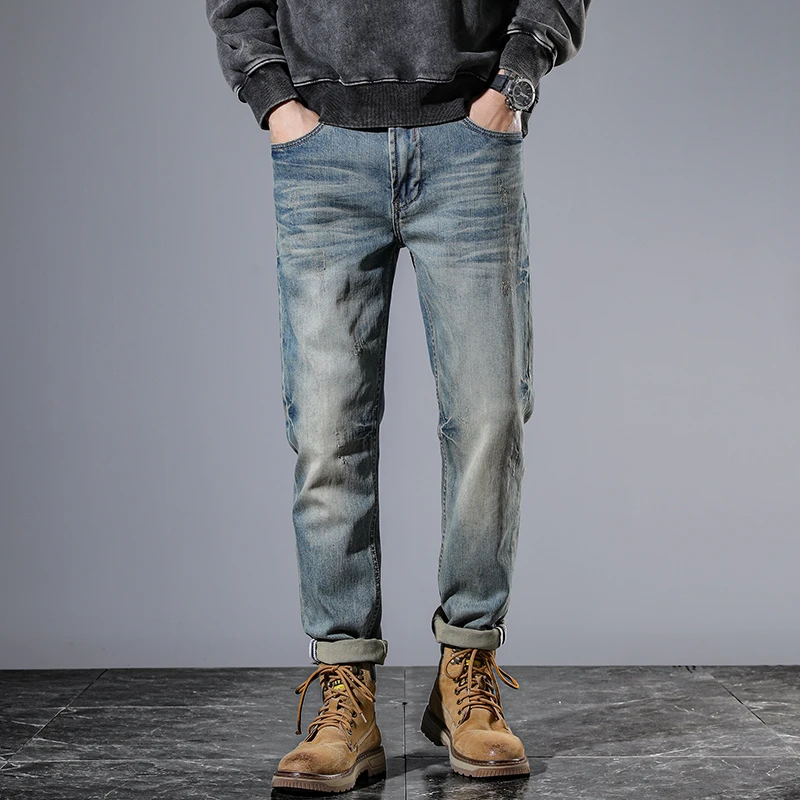 Heavyweight-new-American-retro-Slim-small-foot-jeans-men-s-hundreds-of ...
