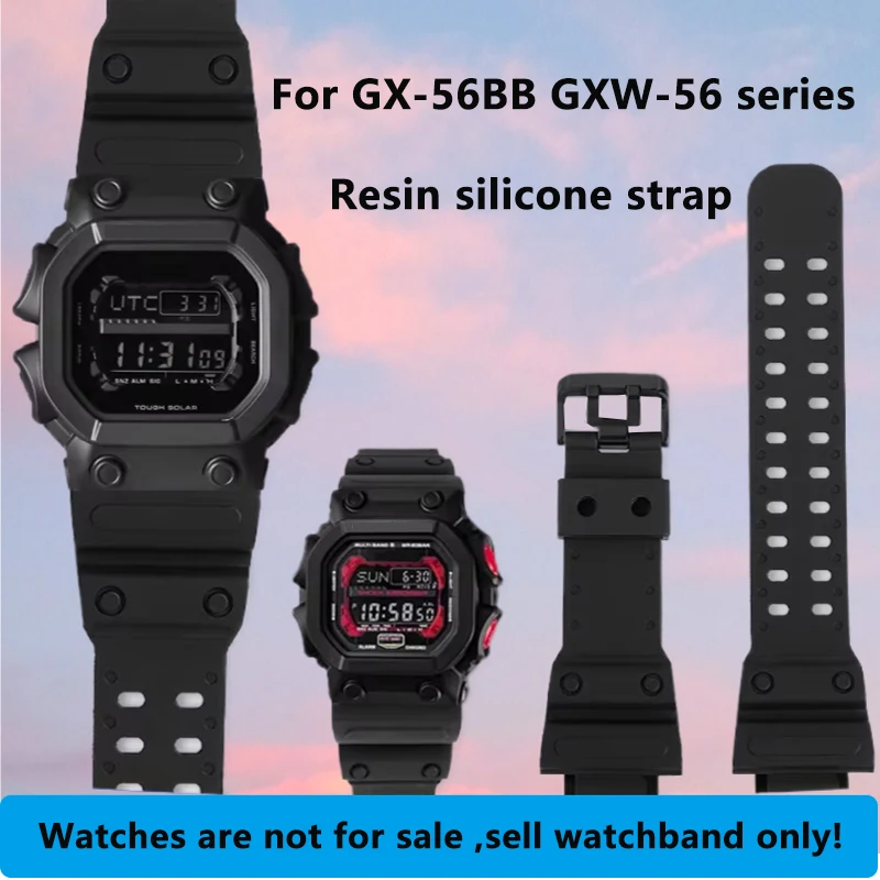 Black resin silicone strap for Casio G-SHOCK giant G-block GX-56BB GXW ...
