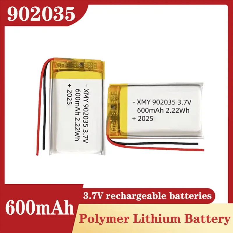 902035 3.7 600mAh 폴리머 리튬 배터리 리튬 이온 충전식 MP3 GPS DVD 블루투스 레코더 스피커 전자책 카메라 ...