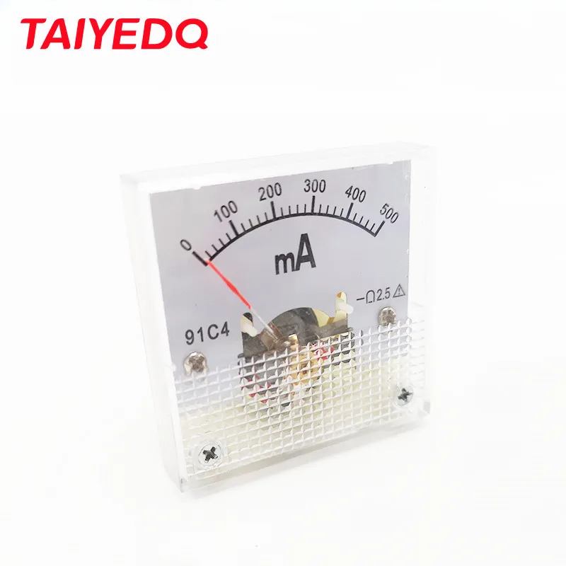 91C4 Ammeter DC Analog Current Meter Panel Mechanical Pointer Type 1/5 ...