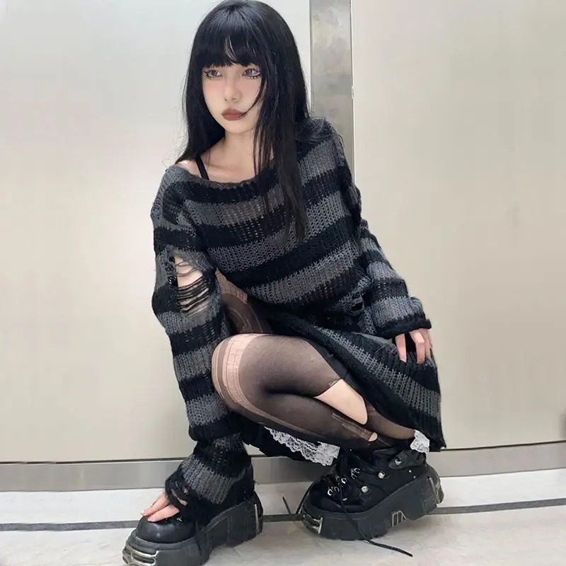 Punk hollowed Y2K gothic punk Spice girl vintage 90s Y2K knitted ...