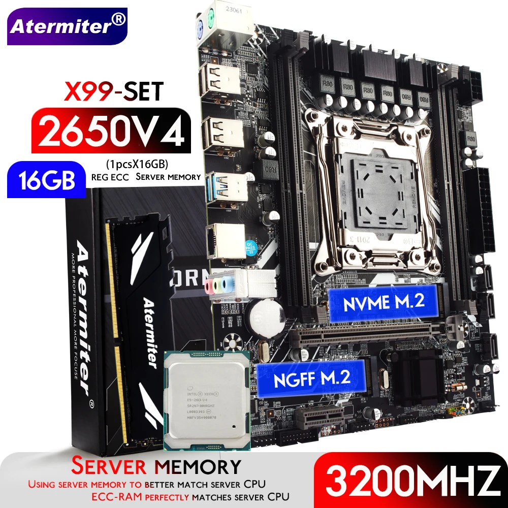 Atermiter-X99-D4-Motherboard-Set-with-Xeon-E5-2650-V4-LGA2011-3-2650v4 ...
