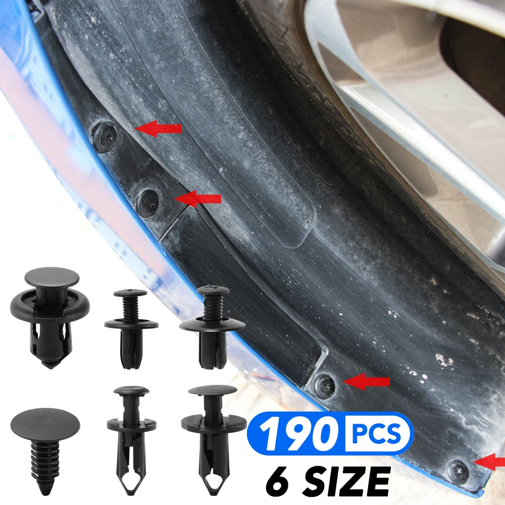 6 Size 190Pcs Auto Fastener Clips Car Retainer Rivet for Mitsubishi ...