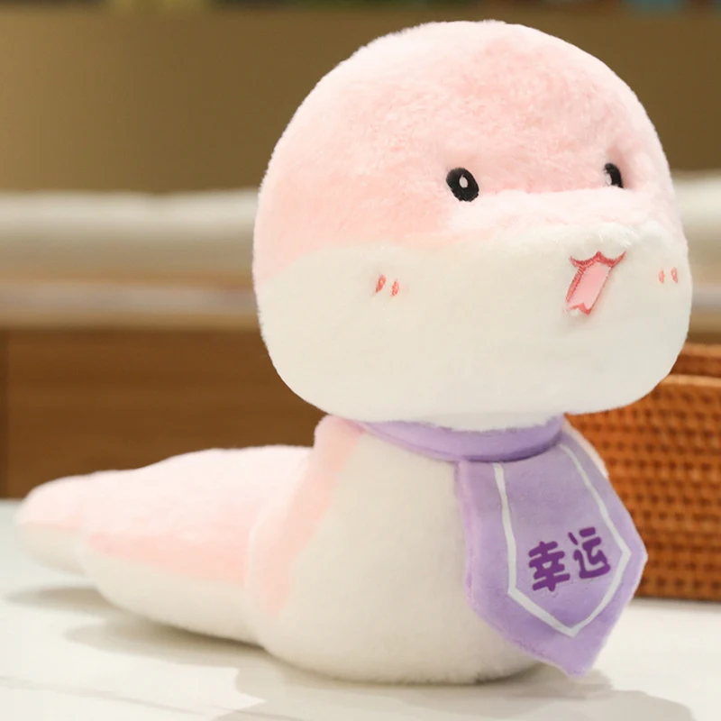Kawaii Bowtie Snake Plushie Soft Stuffed Animals Cute Snakes with Bib ...