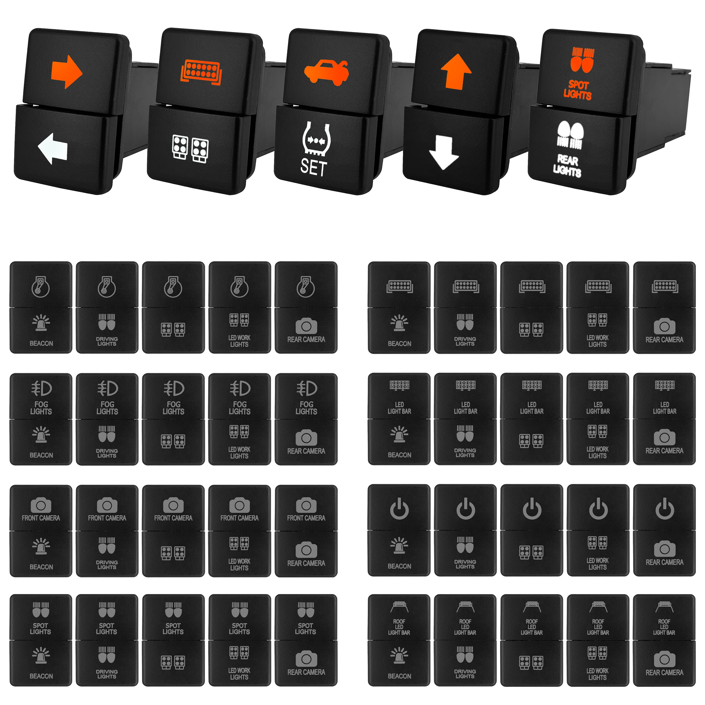 Dual-Push-Switch-Orange-White-Led-Light-12V-Car-Button-Switch-for ...