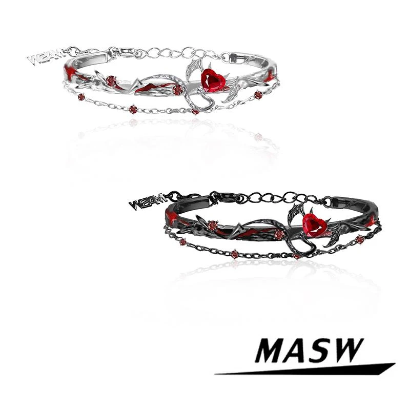 MASW Original Design Hiphop Cool Hot Girl Style Red Crystal Black Evil ...