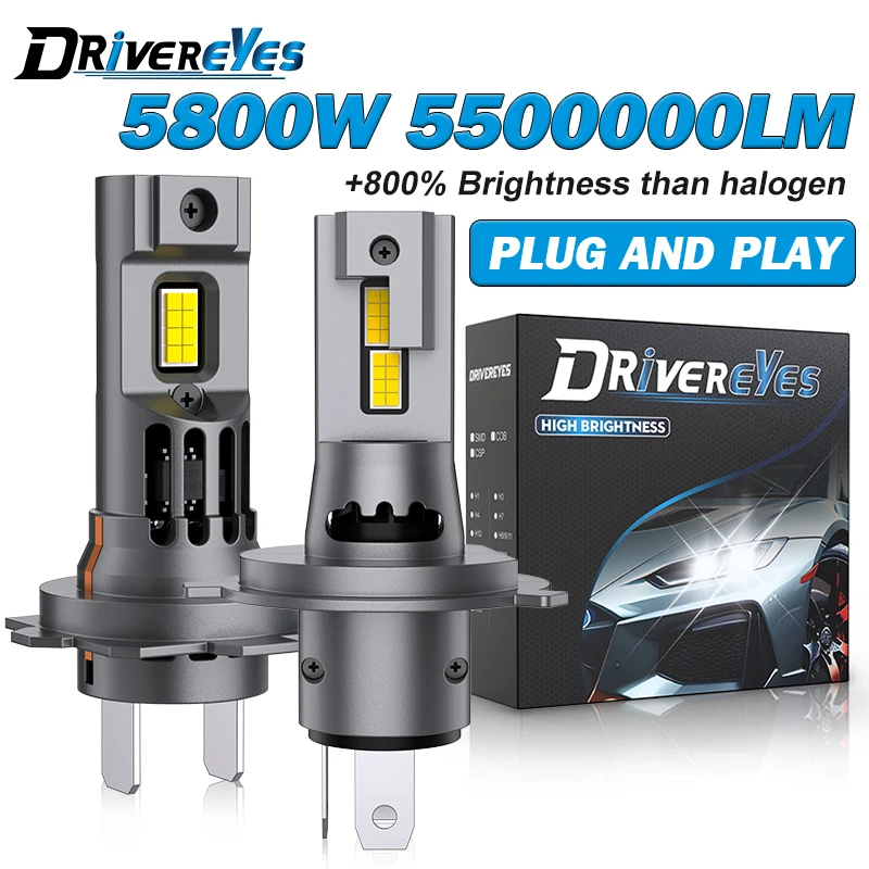 H7 H4 LED Car Headlight Bulbs Mini Wireless 5800W 5500000LMH8 H9 H11 ...
