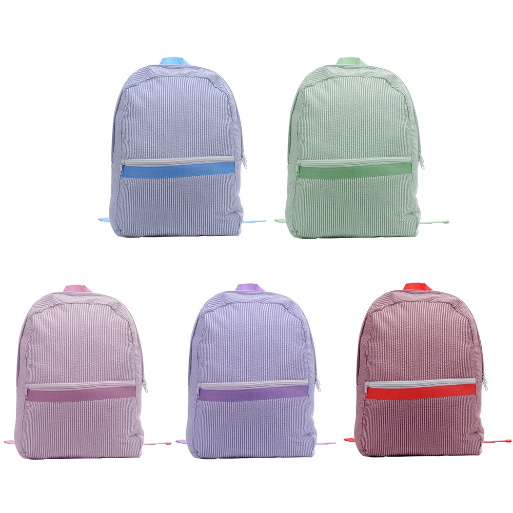 Personalized Seersucker Backpack Kids Striped Pattern School Bags ...