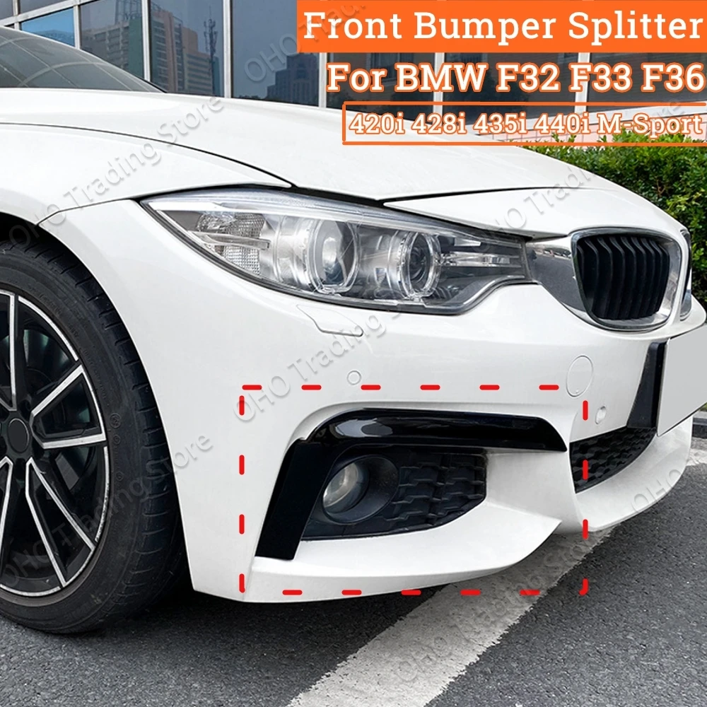 Front Upper Trims Splitters Spoiler Kit Fog Lamp Cover For BMW 4 Series ...