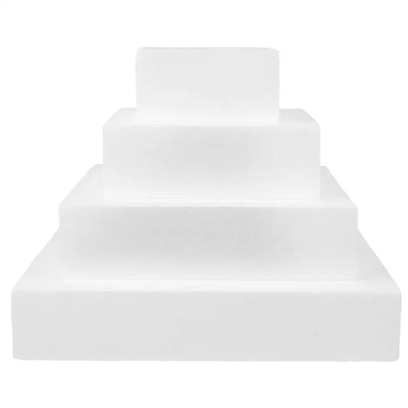4Pcs-Foams-Reusable-Fake-Cakes-Square-Dummies-Practice-Supply-white ...