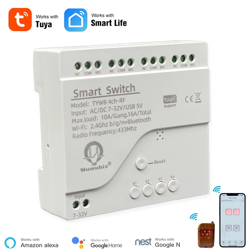 Tuya smart 4 kanal wifi rf momentane inch ing relais selbstsicher nde ...