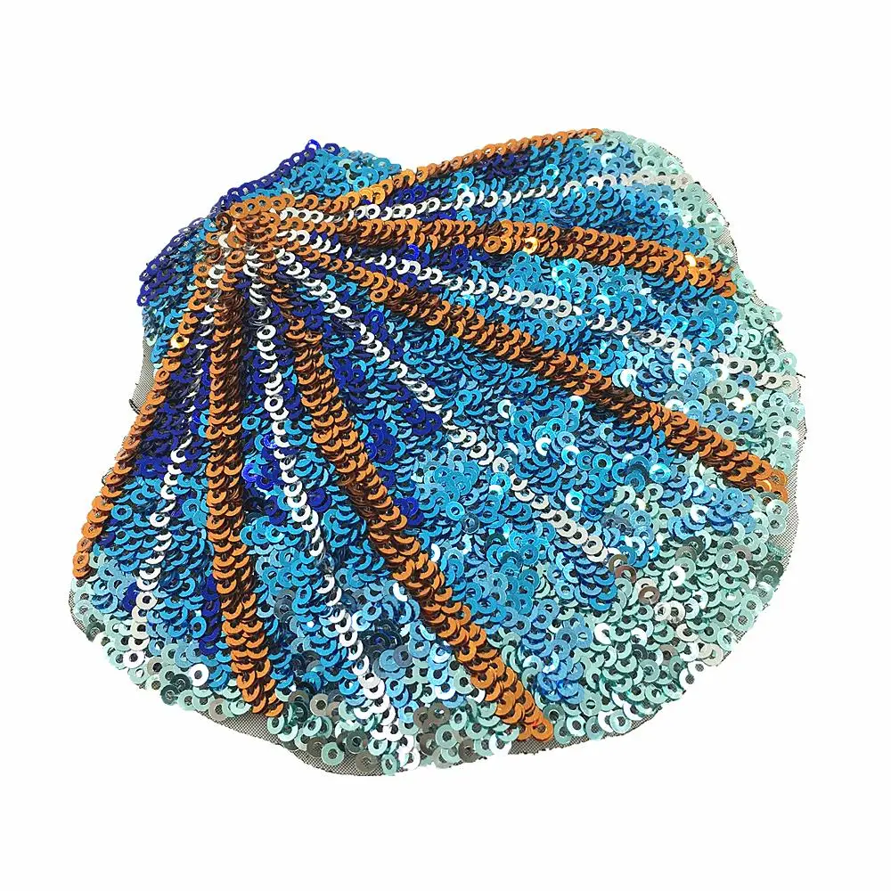 50pc-12x10cm-Fan-Shell-Embroidered-Patch-Sequin-Beaded-Applique-Scallop ...
