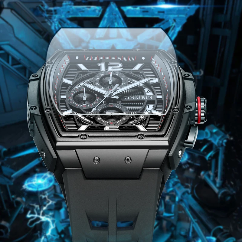Trend-Tonneau-Sport-Out-Size-Quartz-Men-s-wristwatch-clock-Waterproof ...