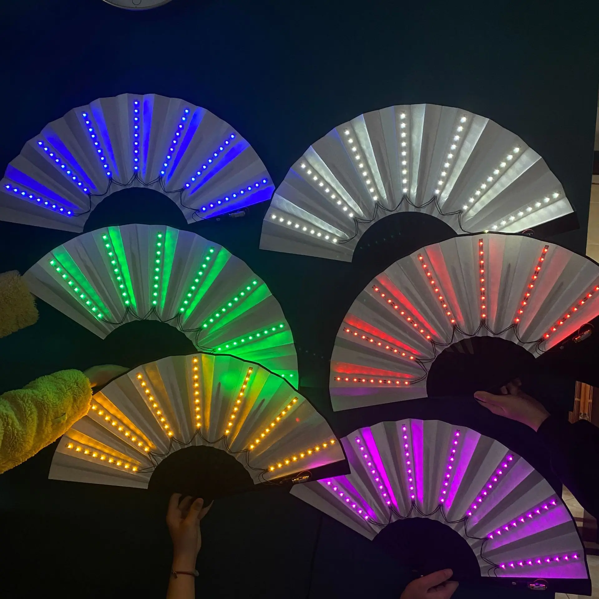Rechargeable-Glow-Folding-LED-Fan-33cm-Dancing-Night-Show-DJ ...