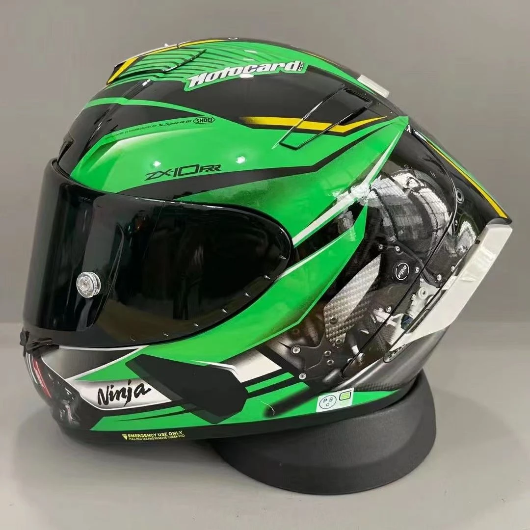Shoei-casco verde ZX-10RR X14 para Motocross, protector de cabeza para ...