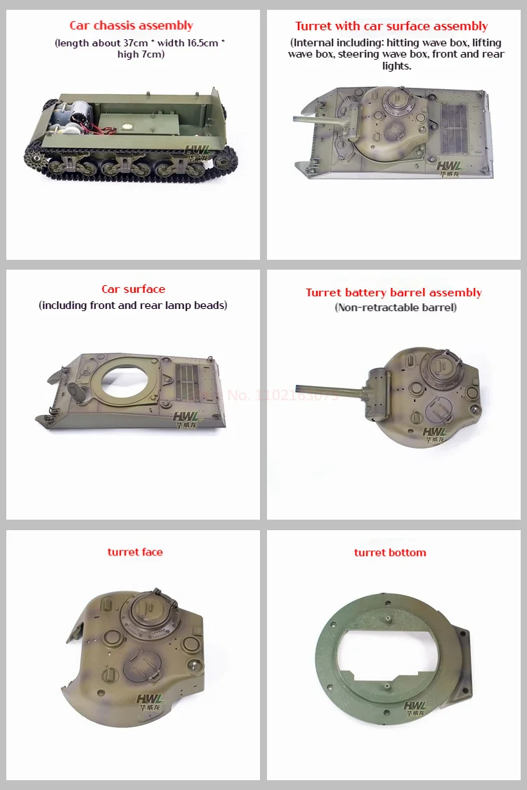 Henglong 3898 Sherman RC tank Bottom, Gun Tower Surface Chassis ...