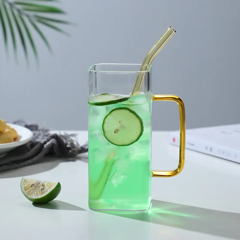 13oz-375ml-Square-Glass-Mug-Breakfast-Milk-Cup-Transparent-Beer-Coffee ...