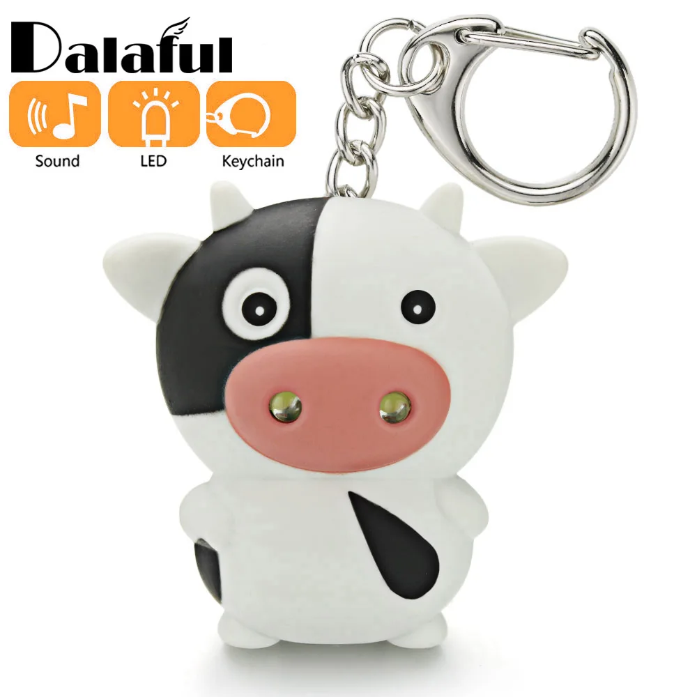 Cute LED Cow Cattle Keychain with Sound Flashlight Mini Fun Toys for ...