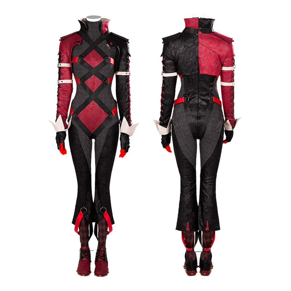 Red And Black Harley Cosplay Costume Jumpsuit - AllCosplay.com