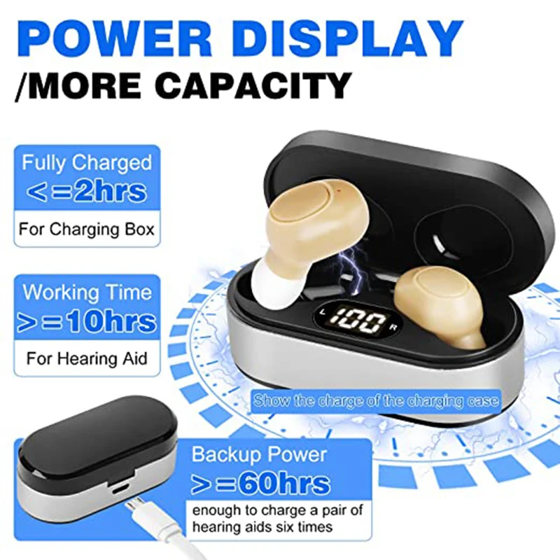 Rechargeable-With-LED-Power-Display-Hearing-Aid-for-Seniors-Into-Ear-No ...