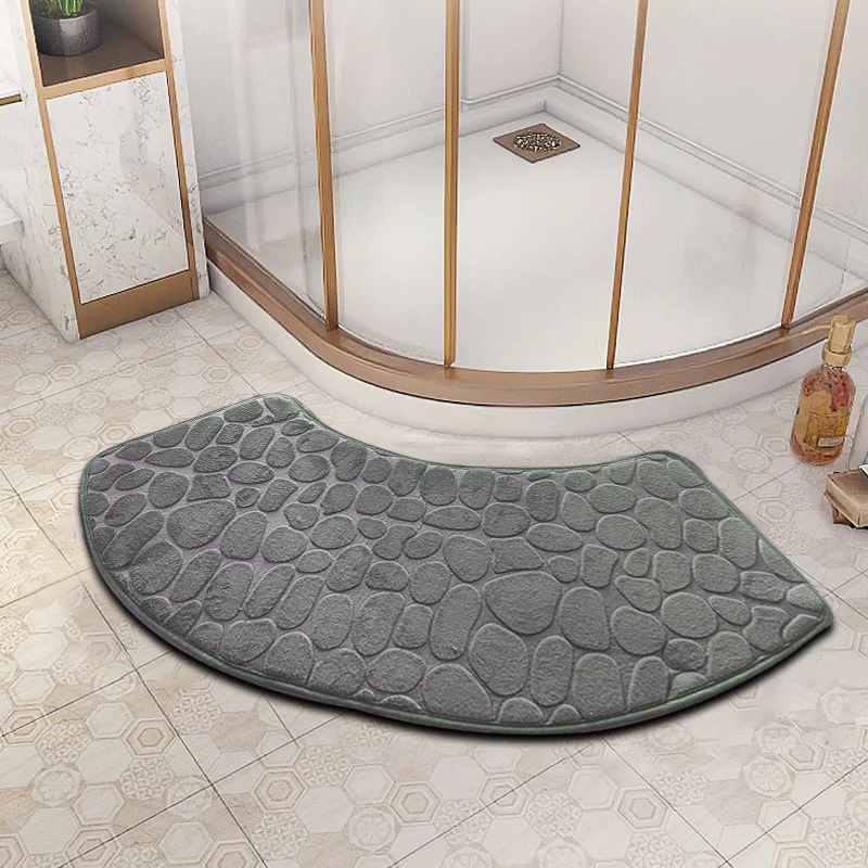 Bathroom Mat Curve Foot Mat Pebble Emboss Carpet Curved Bath Mat Non ...