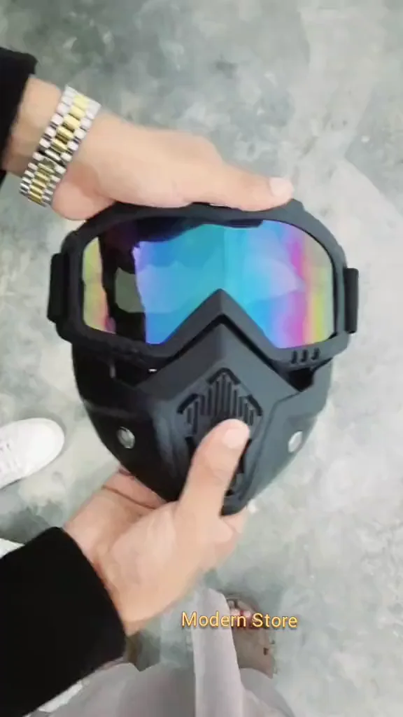 2 in 1 Set of Mask and Goggles for Motorbikes Riding full Face Mask ...