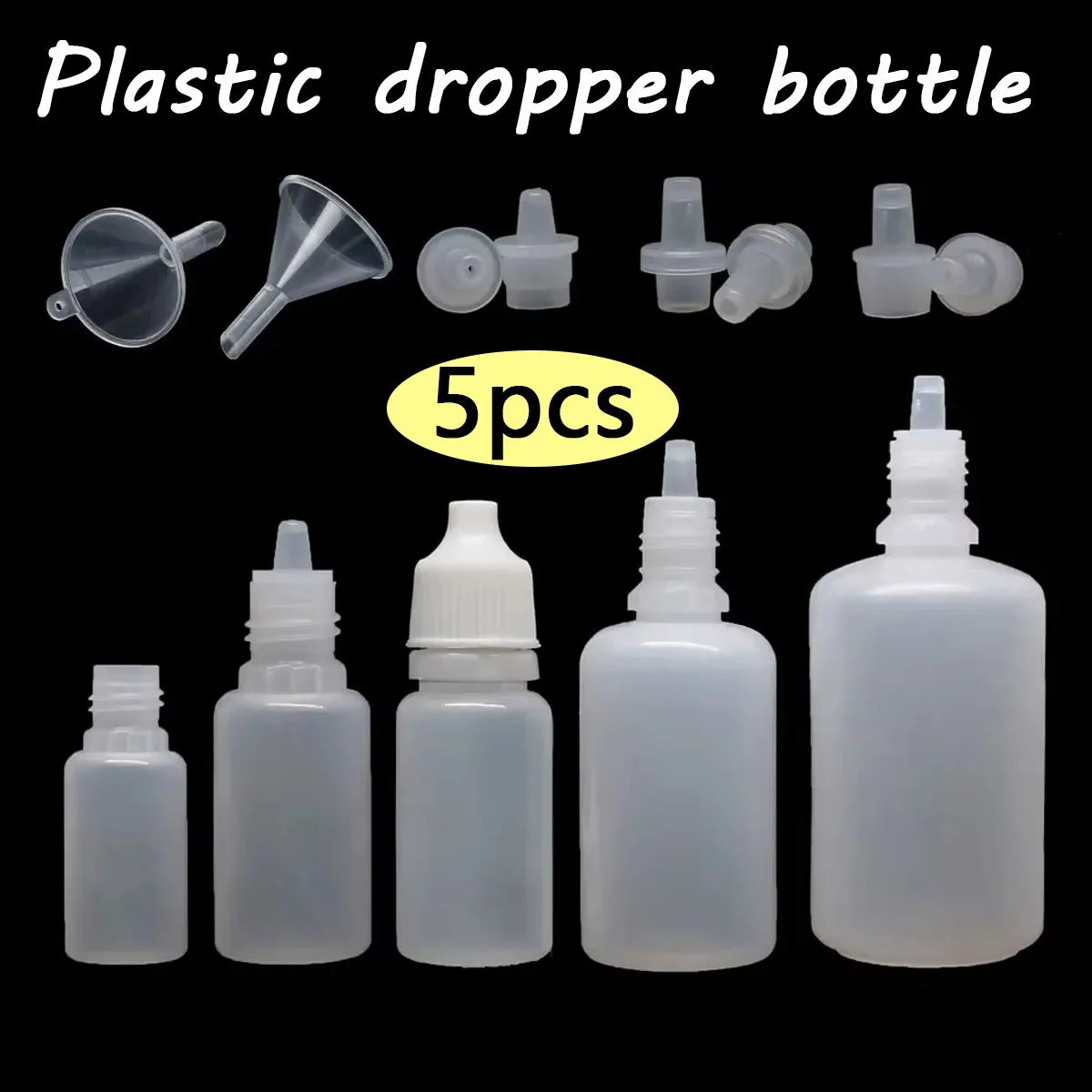 5PCS 5m 10ml 15ml 20ml 30ml 50ml 100ml Empty Plastic Squeeze Eye Juice ...