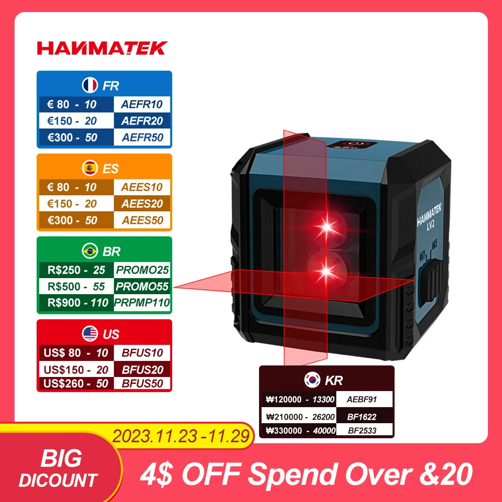 Hanmatek-Laser-level-meter-2-line-automatic-leveling-vertical-and ...