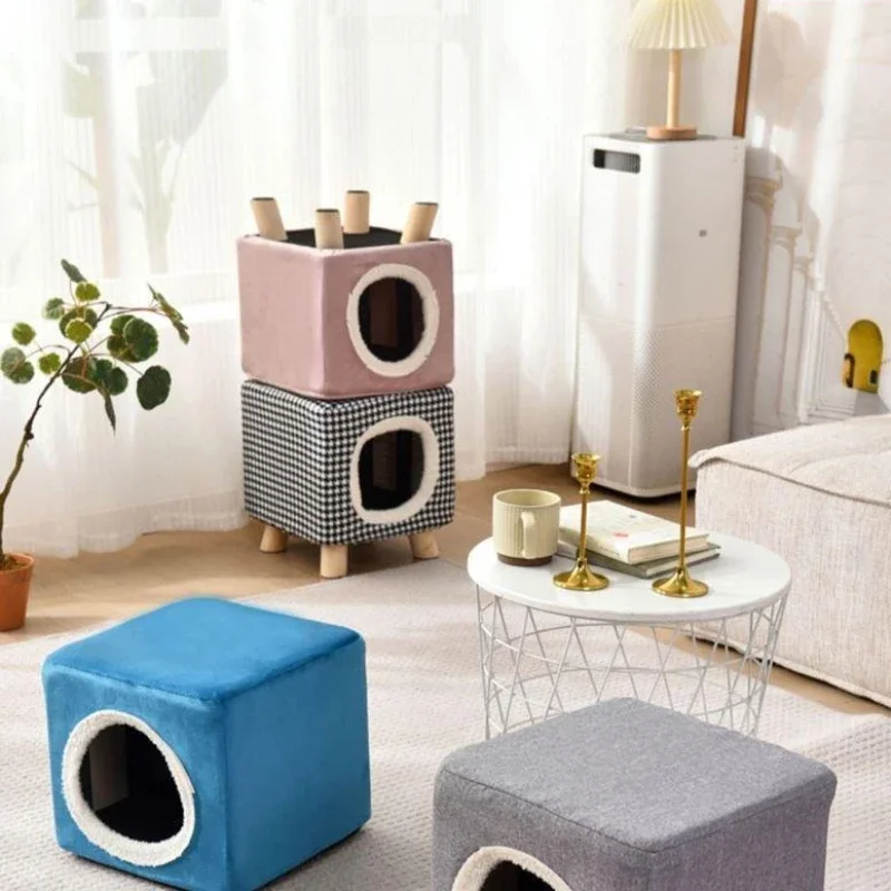 Cat-Nest-Stool-Solid-Wood-Closed-Type-Human-Cat-Shared-Cats-Supplies ...