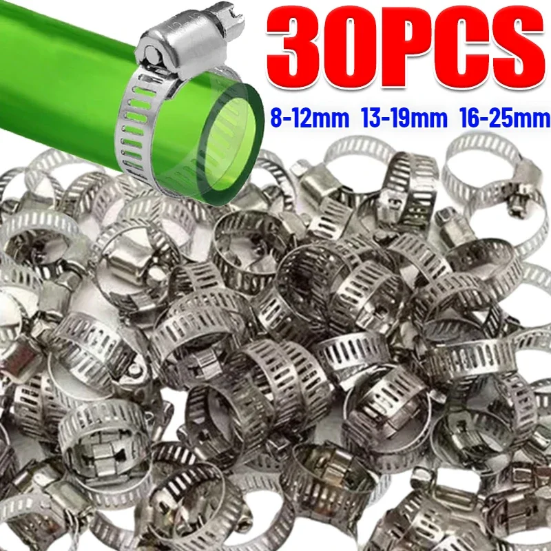 Stainless-Steel-Screw-Band-Hose-Clamps-Adjustable-Car-Fuel-Tube-Pipe ...