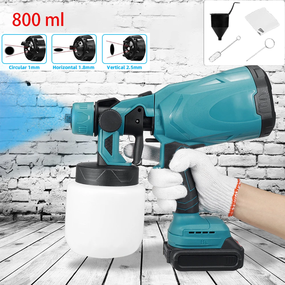 Electric-Spray-Gun-Cordless-Paint-Sprayer-1000ML-Auto-Furniture-Steel ...