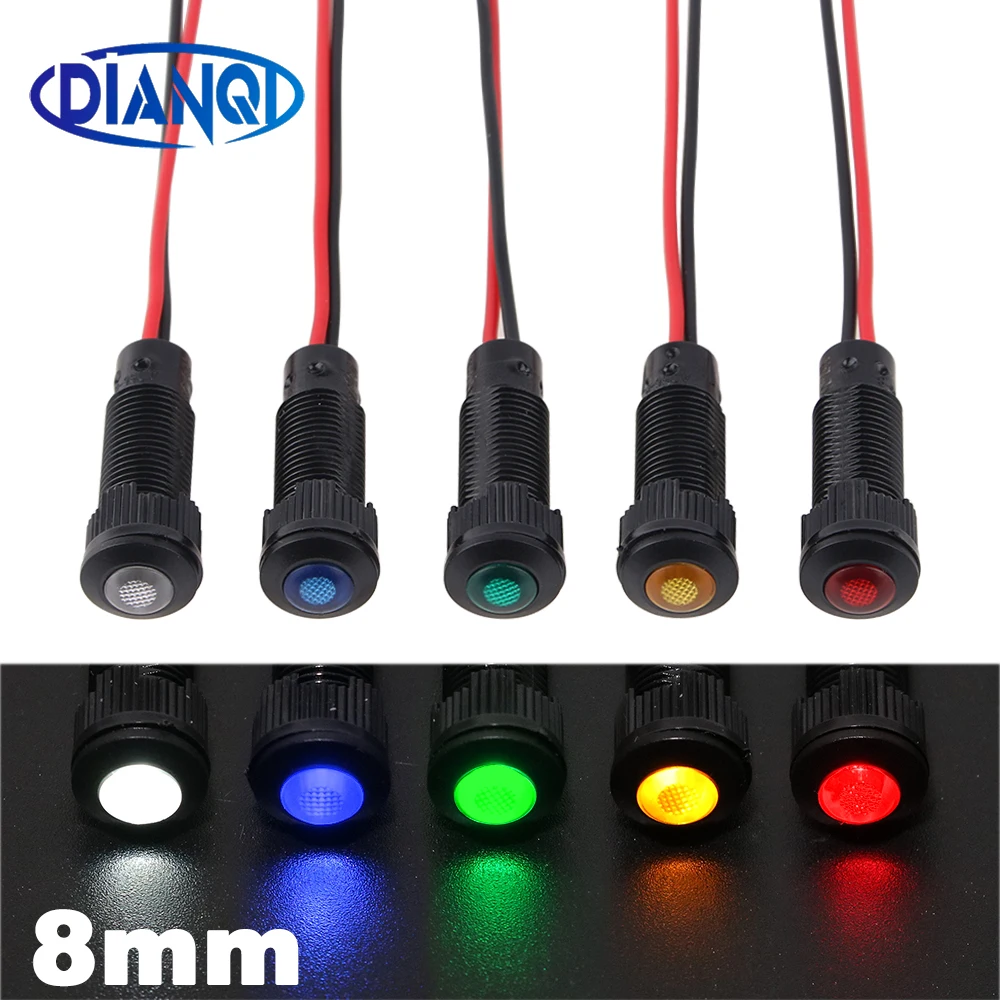 1pc 8mm Oxidized Black Plastic Indicator Light Mini Warning LED Pilot ...