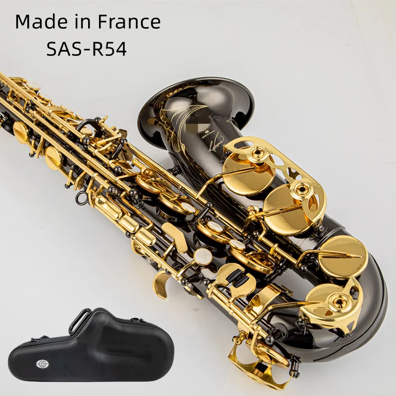 Saxofón francés R54 Alto Eb Tune, instrumento musical de latón negro, níquel y oro, superficie ...